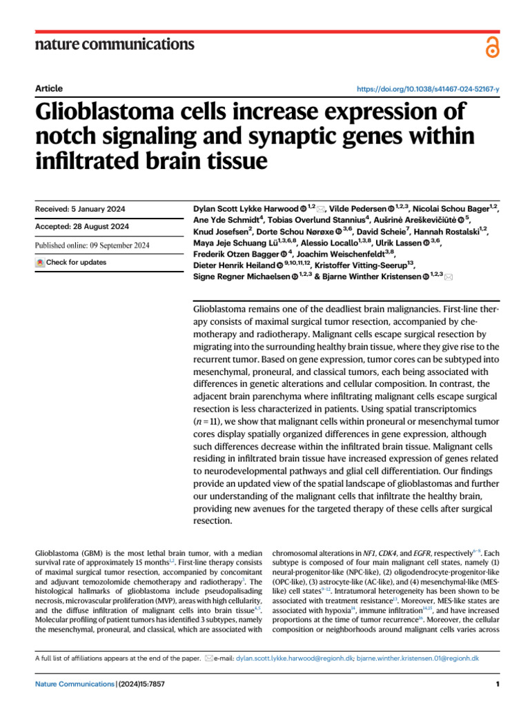 Glioblastoma Cells Increase Expression of Notch Signaling and Synaptic ...