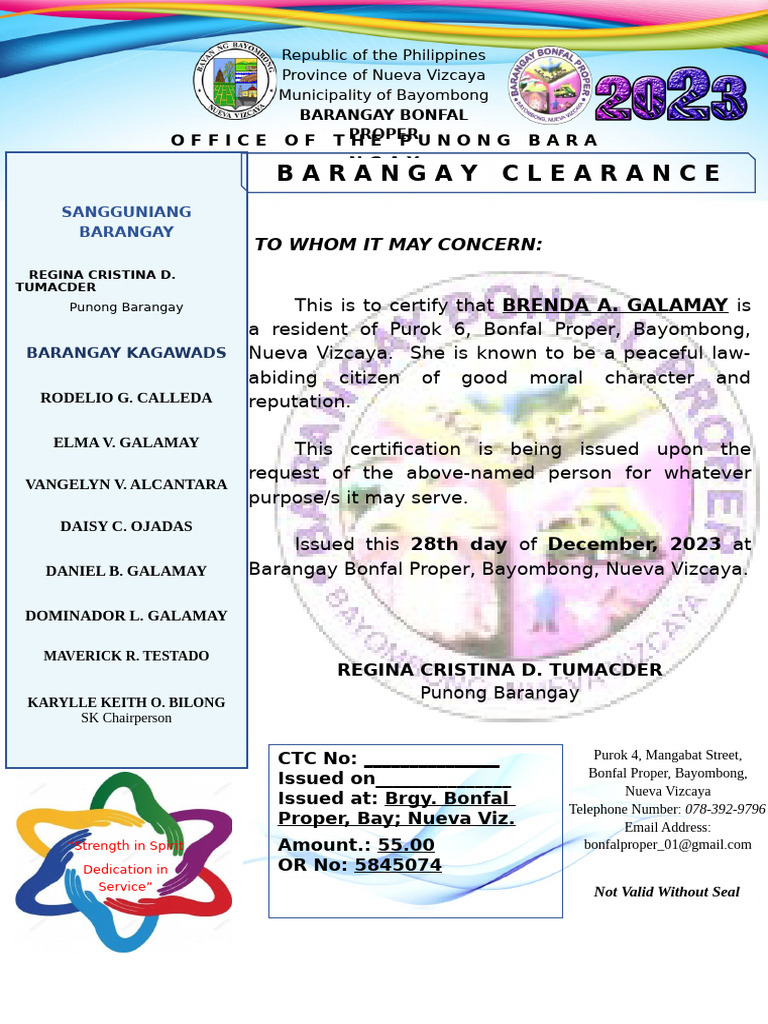 Barangay Clearance | PDF