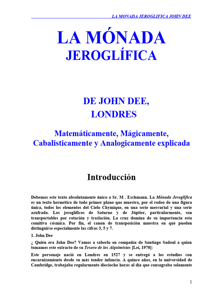 John Dee La Monada Jeroglifica | PDF