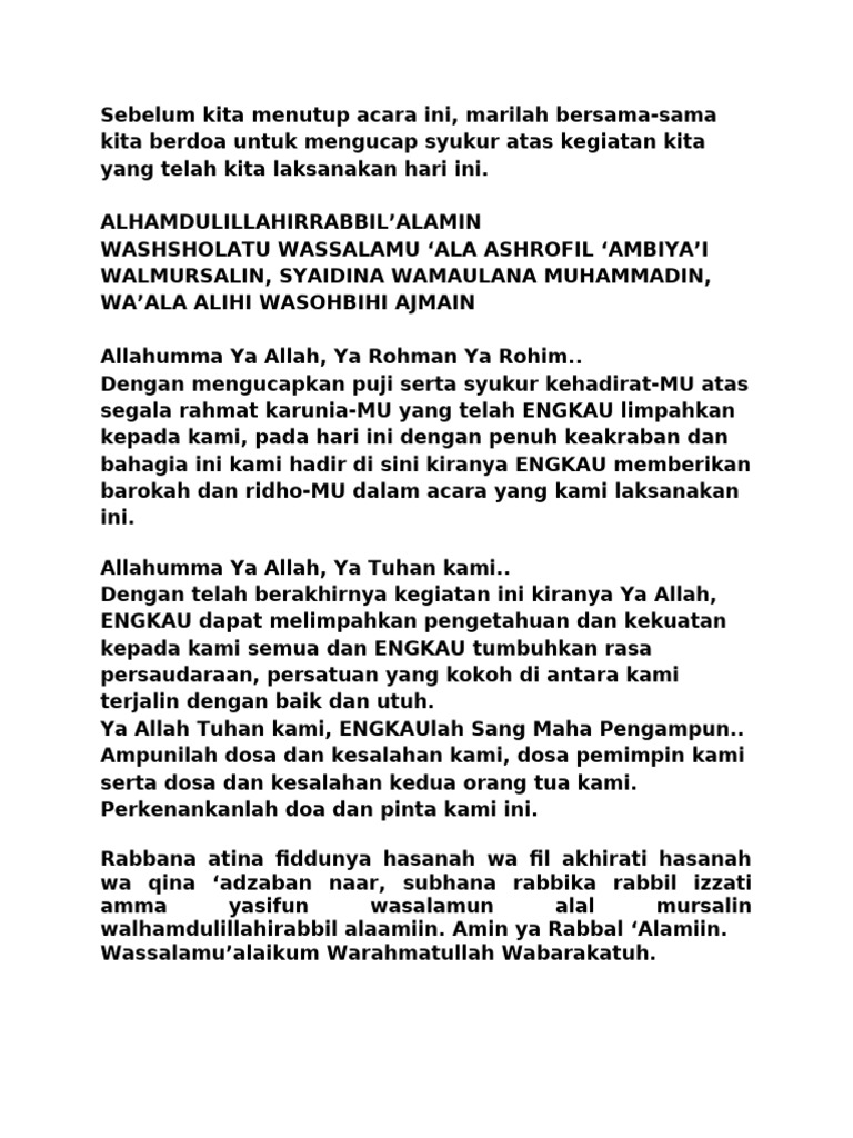 Doa Penutup Acara | PDF