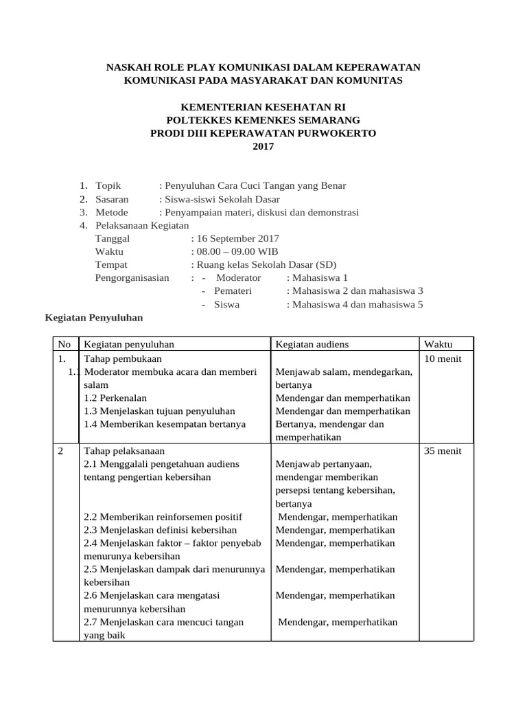 Naskah Role Play Komunikasi Dalam Keperawatan | PDF