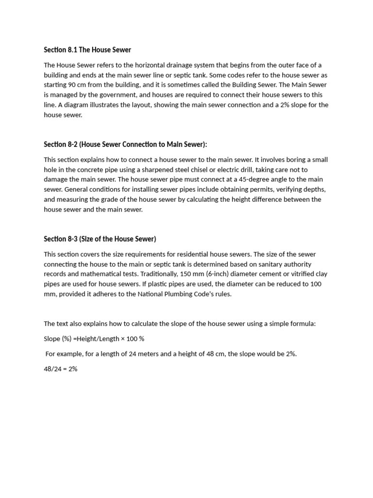 Chapter 8 The House Sewer (Group7) | PDF