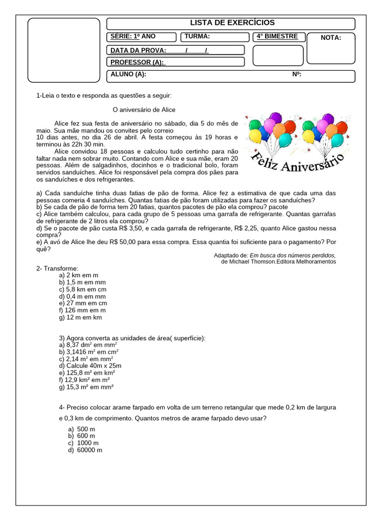 Cálculos de Medidas e Conversões | PDF | Casa e Jardim