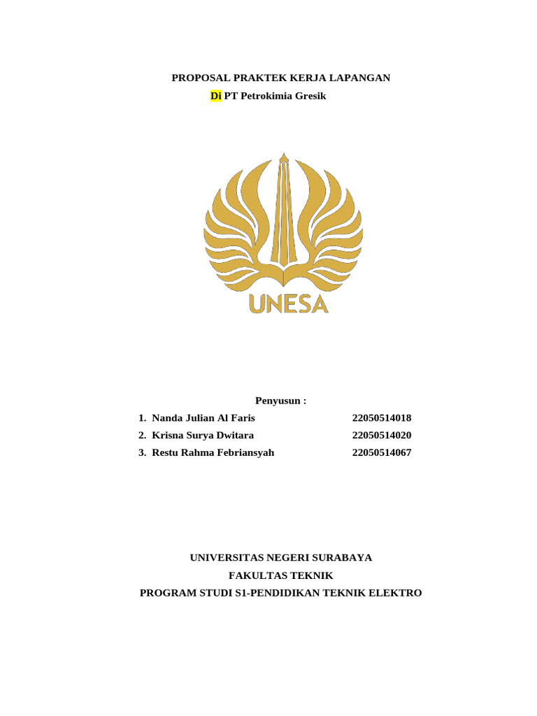 Template Proposal Magang UNESA | PDF
