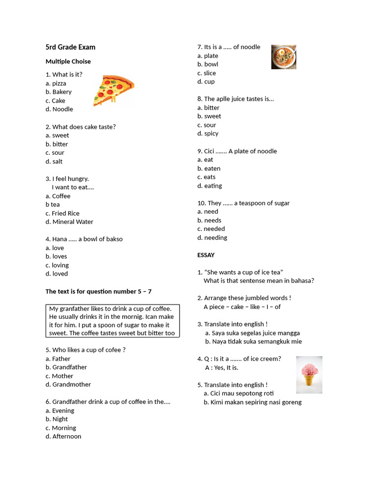 5rd Grade Exam | PDF