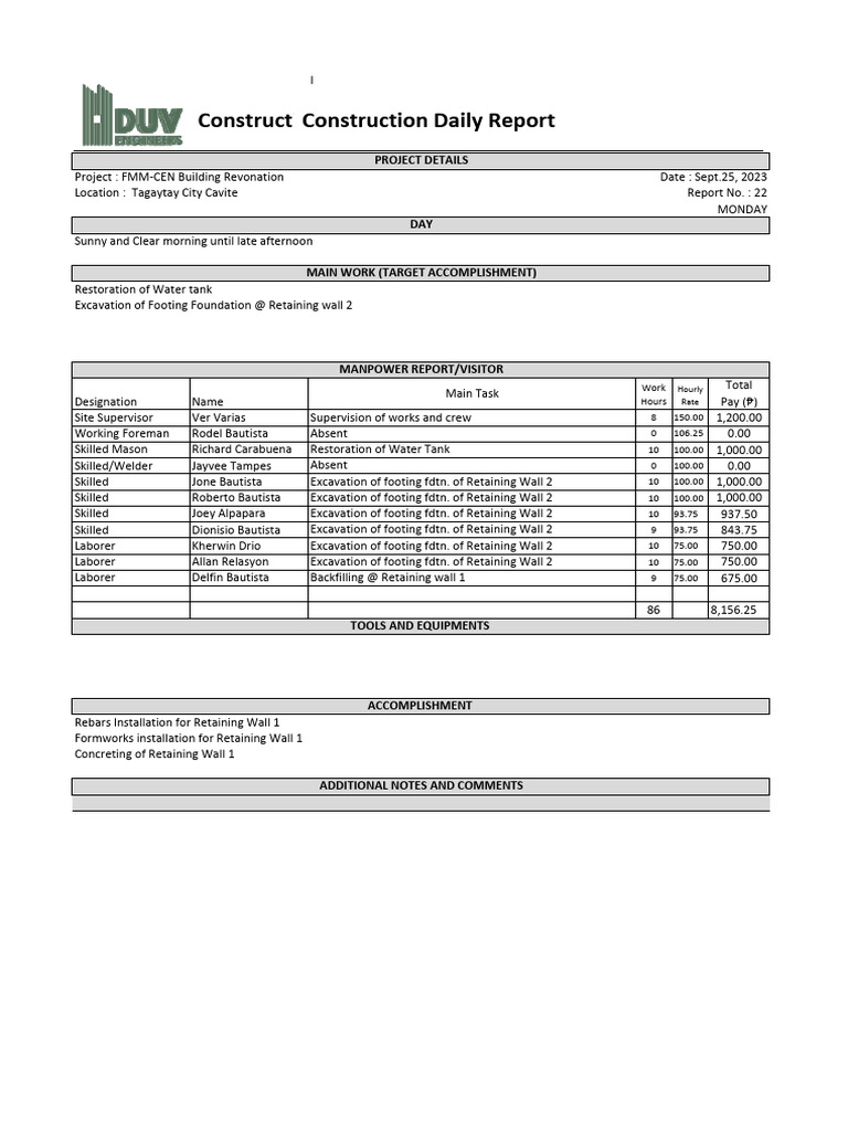 Construction Daily Report | PDF