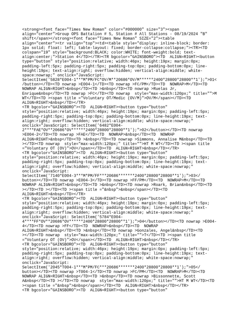 Roster-20240819 | PDF