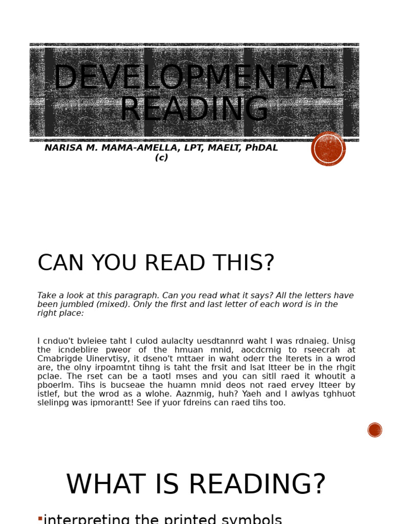 Developmental Reading | PDF