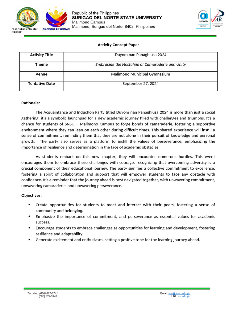 Activity Concept Paper Acquaintance | PDF