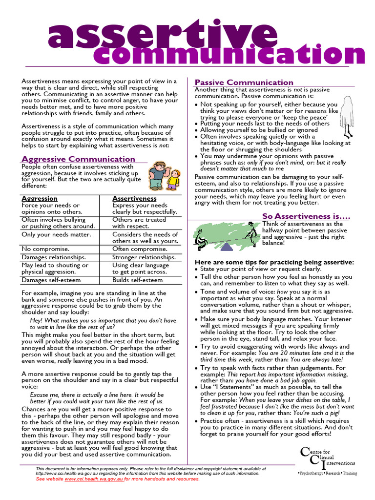 Interpersonal Information Sheet - 03 - Assertive Communication | PDF
