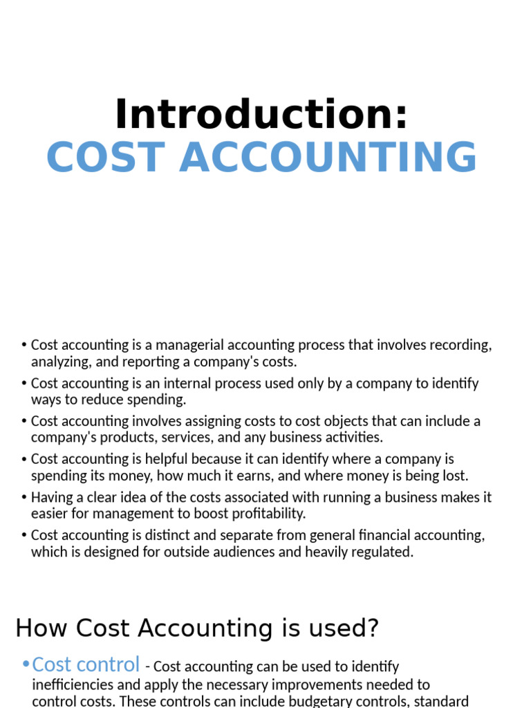 Cost Accounting Introduction 1 | PDF