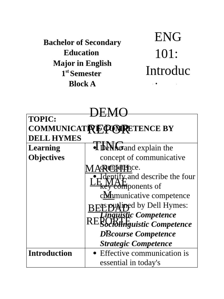Communicative Competence 1 | PDF