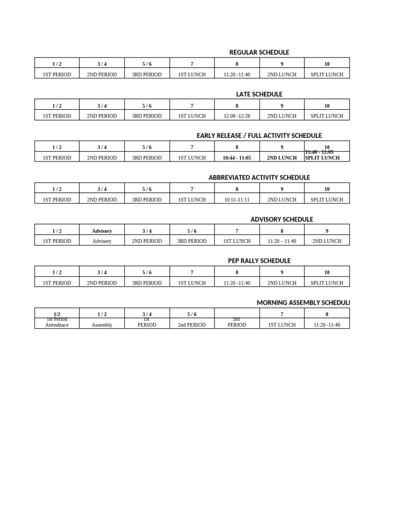 Bell Schedules | PDF