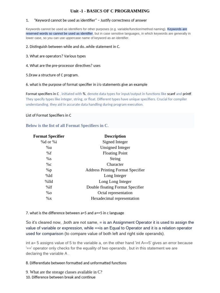 Programming in C - QB - Additional | PDF