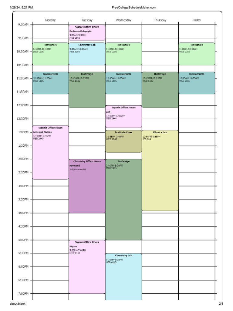 2024 Spring Schedule | PDF