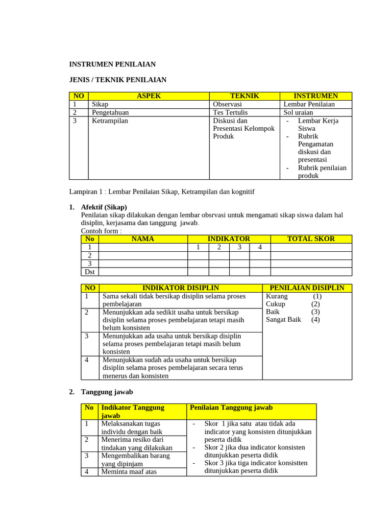 INSTRUMEN PENILAIAN | PDF