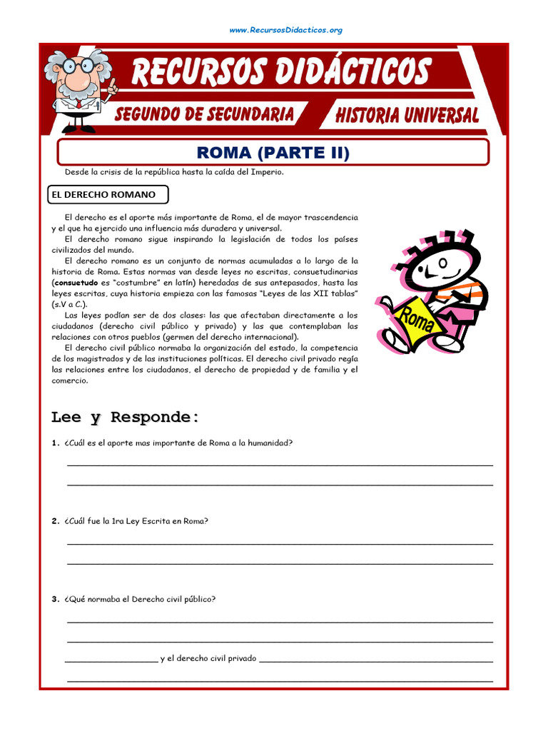 Roma Ii Para Segundo Grado De Secundaria Pdf