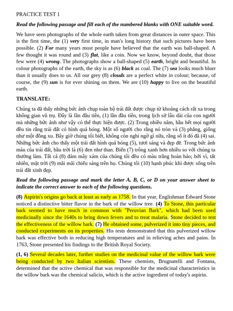 Practice Test 1 | PDF