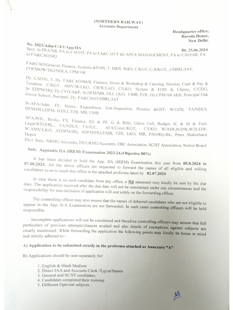 APPENDIX-II A Exam Notification | PDF