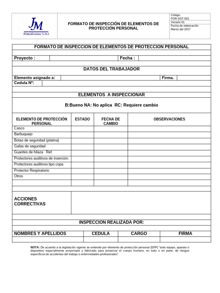 Inspeccion Epp | PDF