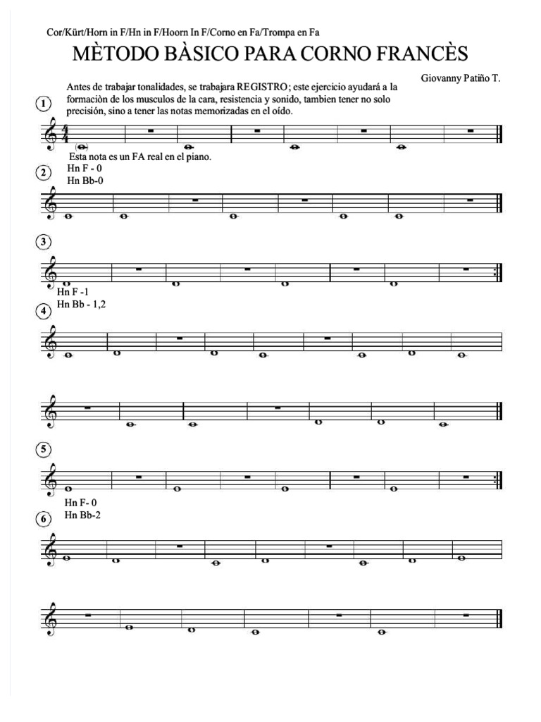 Metodo Basico para Iniciacion Al Corno | PDF