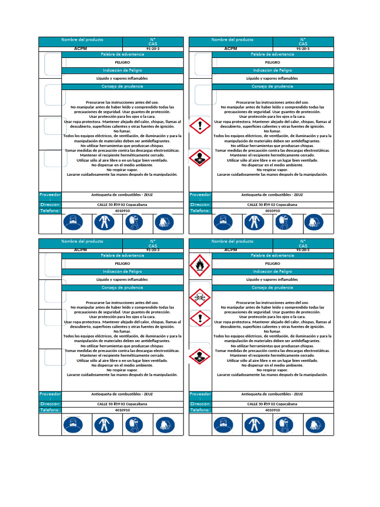 Etiqueta Sga - Acpm2 | PDF