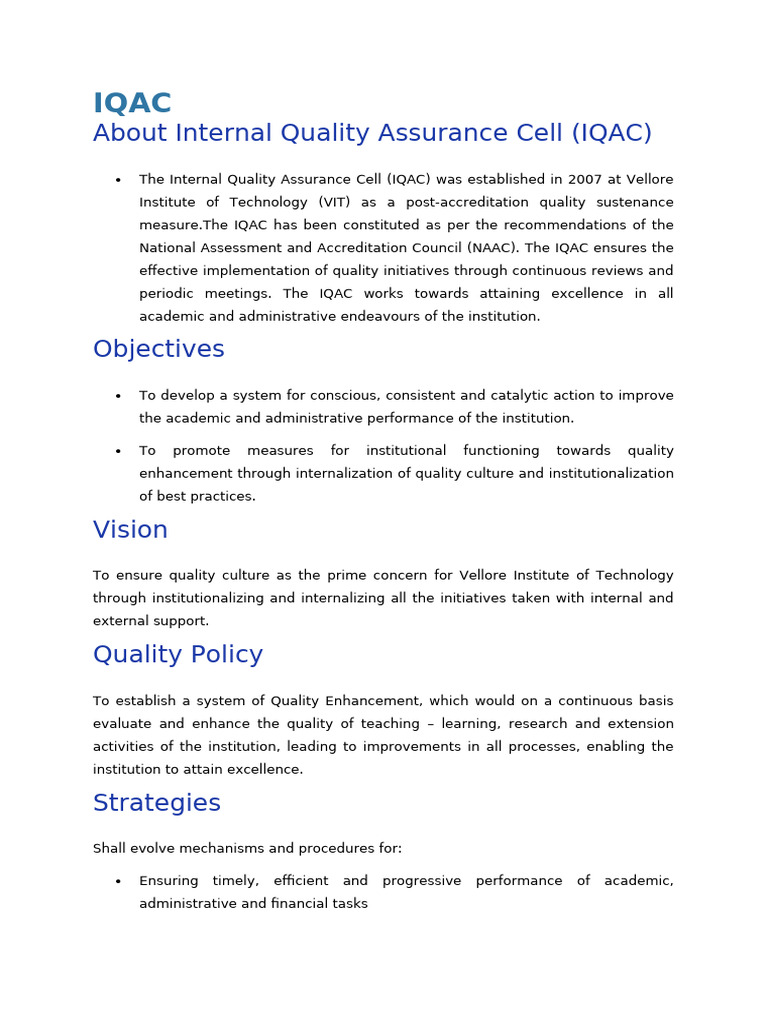 Iqac Functions | PDF