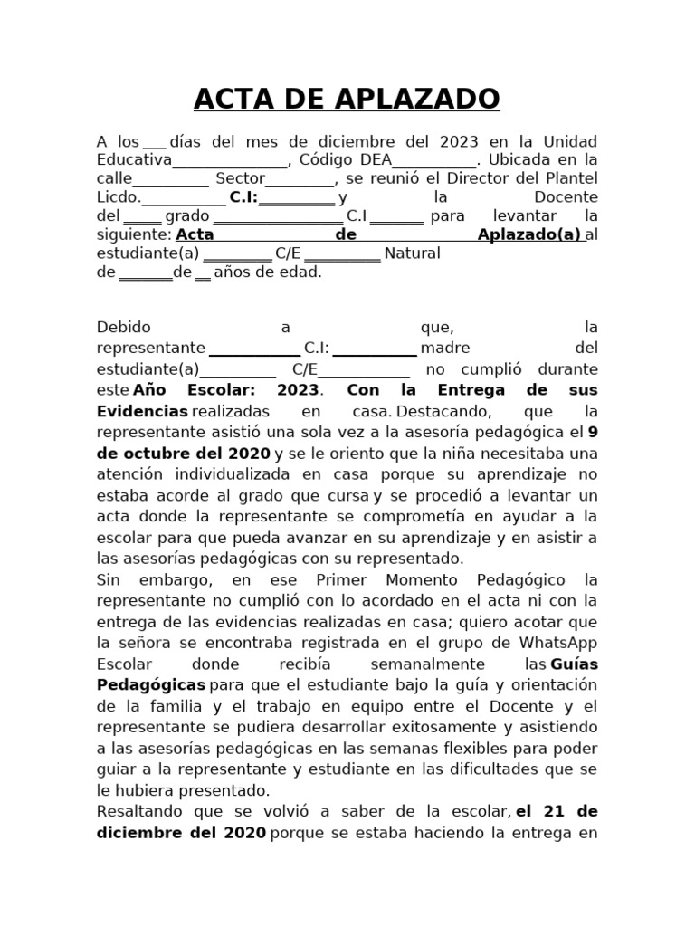 Acta de Aplazado | PDF