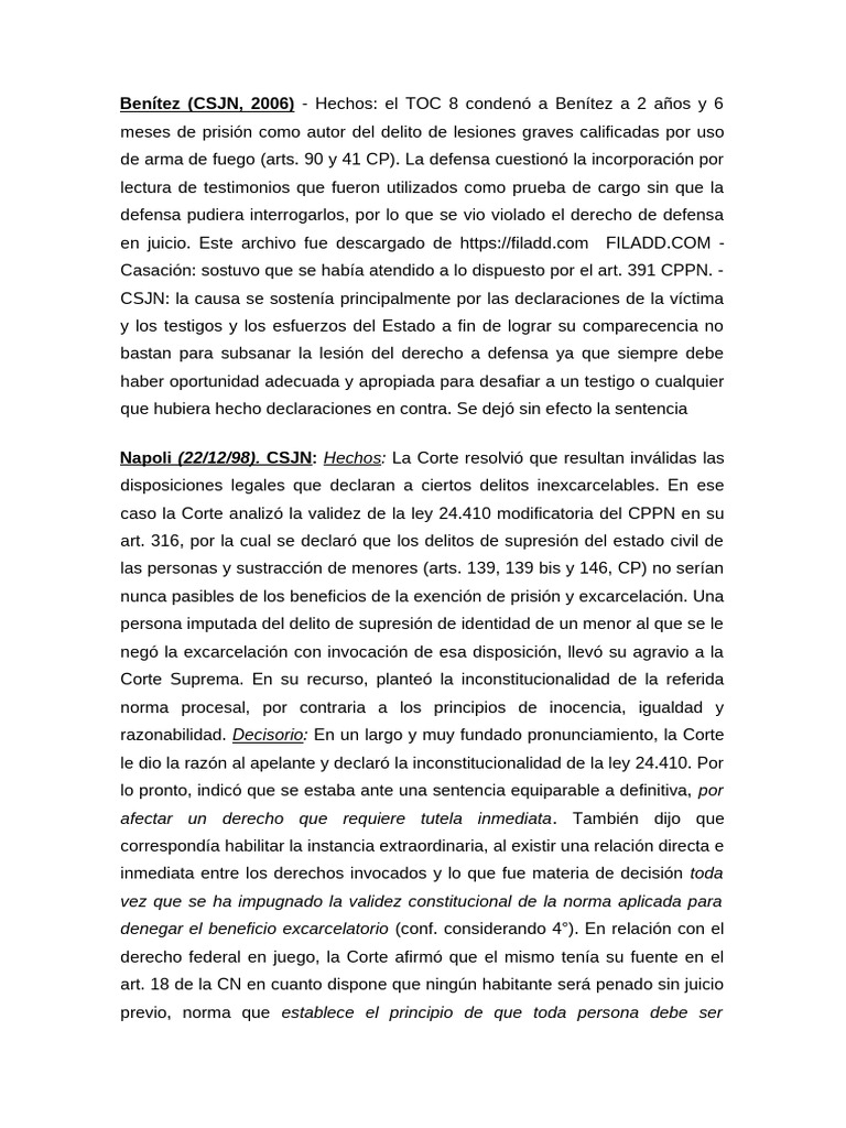 Resumen de Fallos | PDF