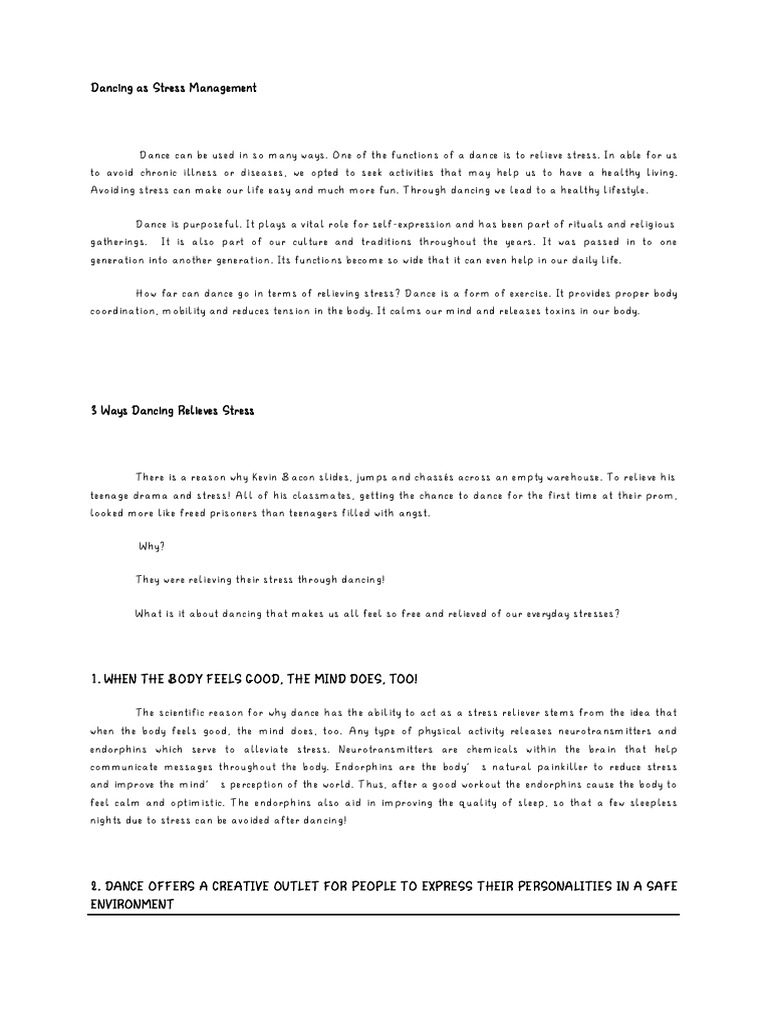 Dance as Effective Stress Relief | PDF
