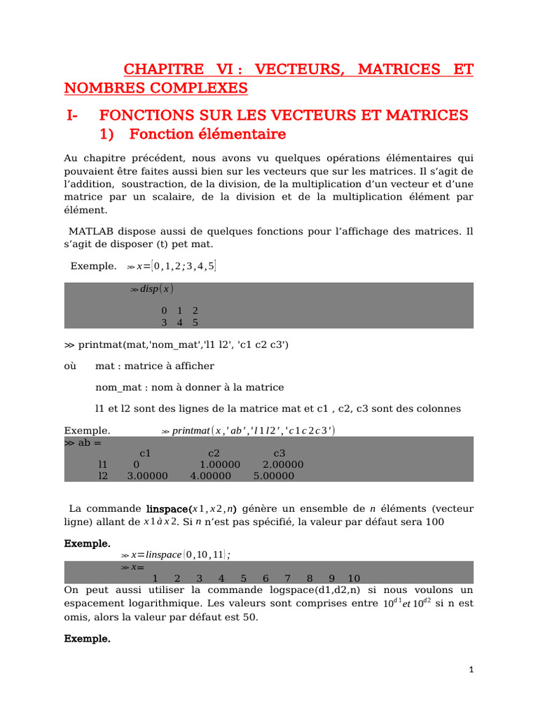 Matlab - CHAPITRE VI | PDF