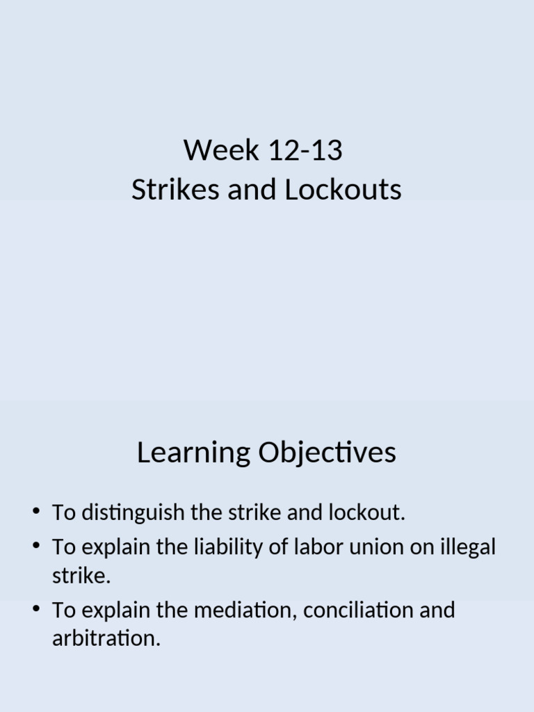 Week 12-13 Strikes and Lockout | PDF