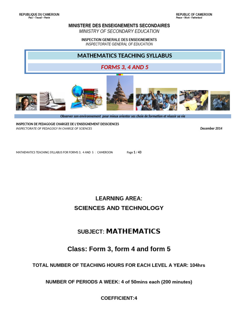 Math Syllabus Final For Form 3, 4 and 5 | PDF