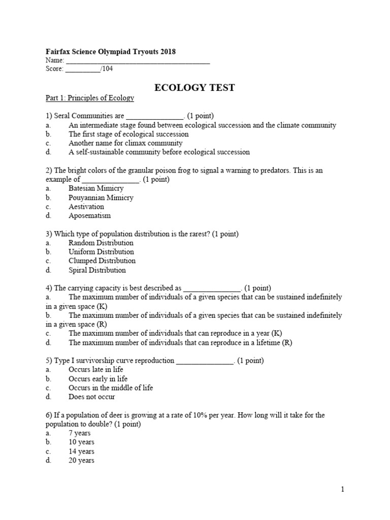 Microsoft Word - Ecology - Fairfax High School - TEST | PDF | Kyoto ...