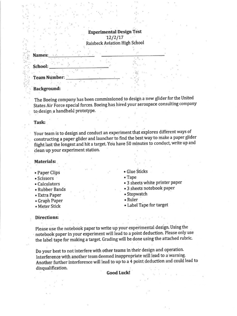 Experimentaldesign 2018 C Aviation Test | PDF