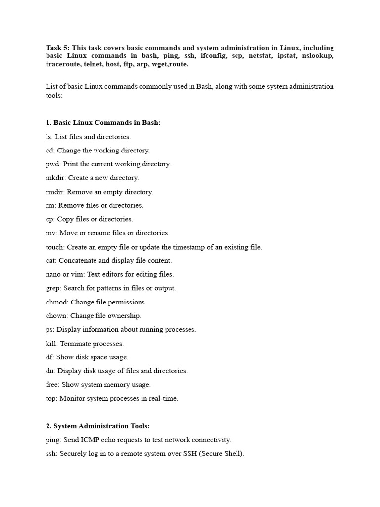 Task 5 Unix Commands | PDF