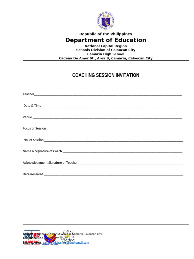 Department of Education: Coaching Session Invitation | PDF