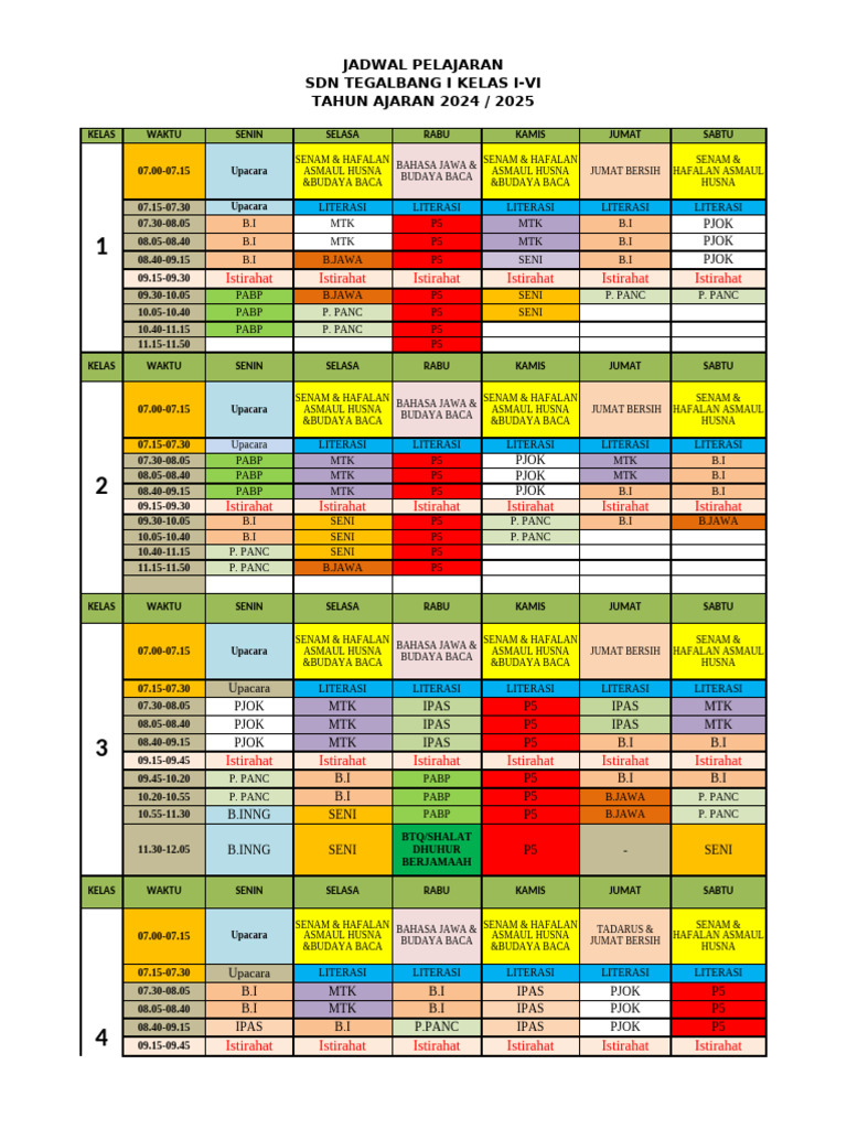 Jadwal Pel 2024-2025 | PDF