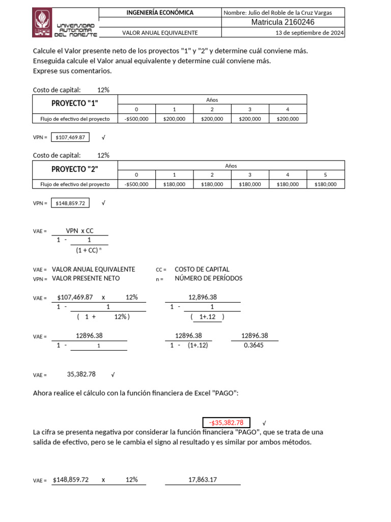 10 Ejercicio VAE Ss | PDF