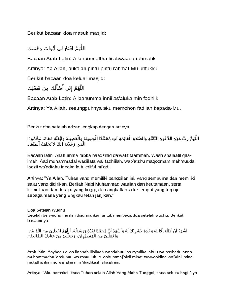 Berikut bacaan doa masuk masjid | PDF Berikut bacaan doa masuk masjid | PDF