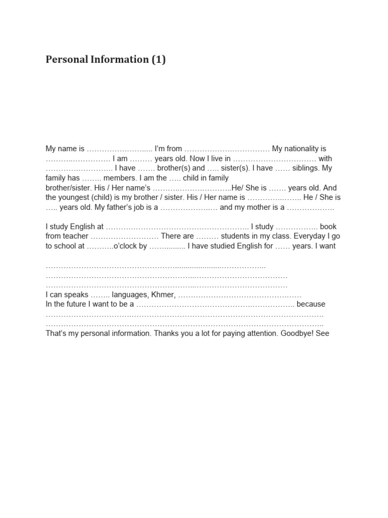 Personal Information | PDF