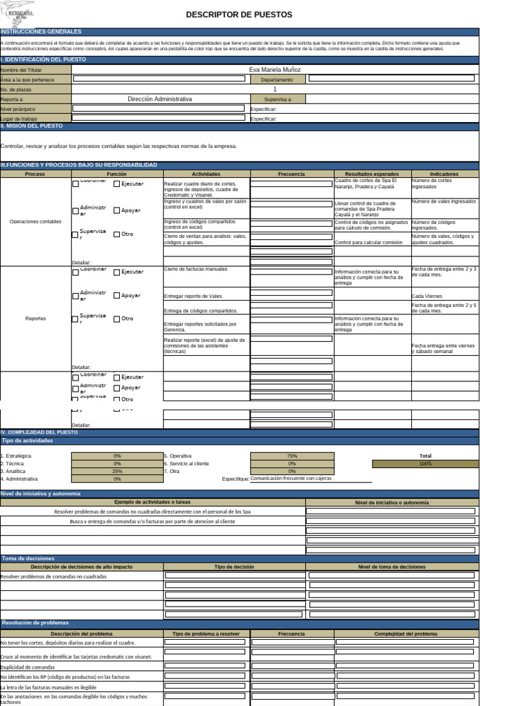 Levantamiento de Descriptor Auxiliar de Contabilidad 2 - Eva | PDF