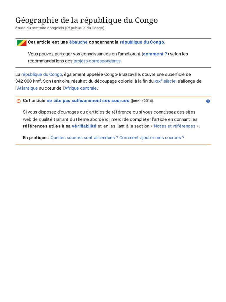Géographie de La République Du Congo - Wikipédia | PDF
