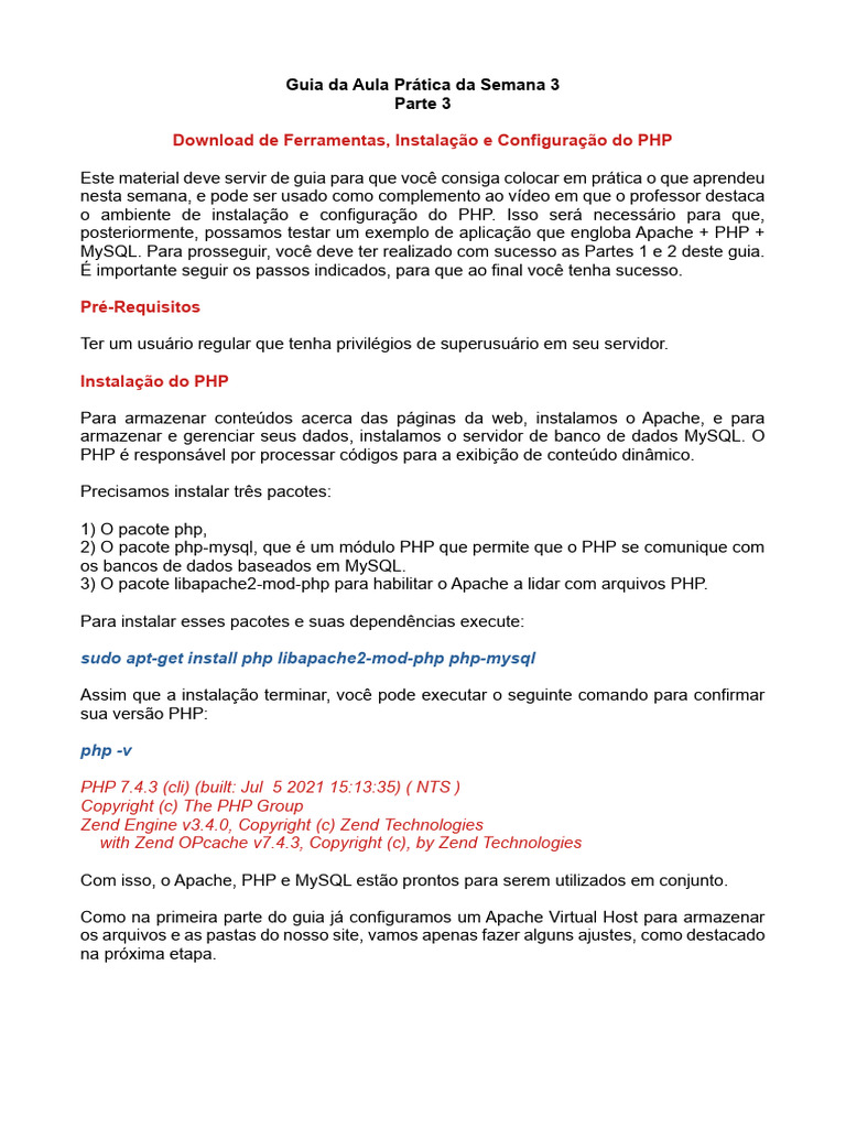 Guia Da Aula Pratica Semana3 PHP | PDF