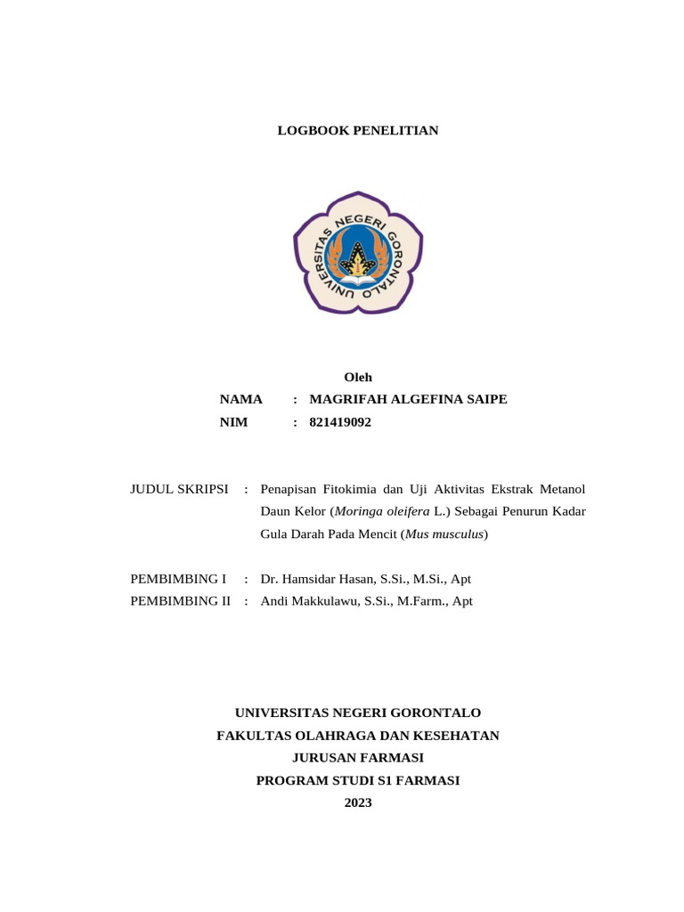 LOGBOOK PENELITIAN FINA | PDF