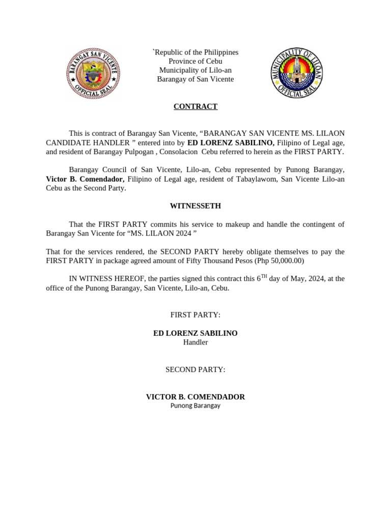 Contract Choeographer Ms Liloan | PDF