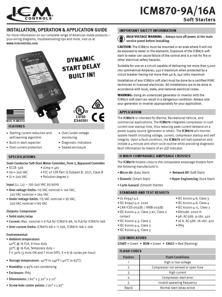 ICM Controls ICM870 16A Install Instructions | PDF