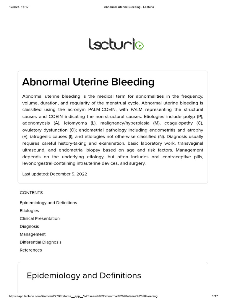Abnormal Uterine Bleeding | PDF