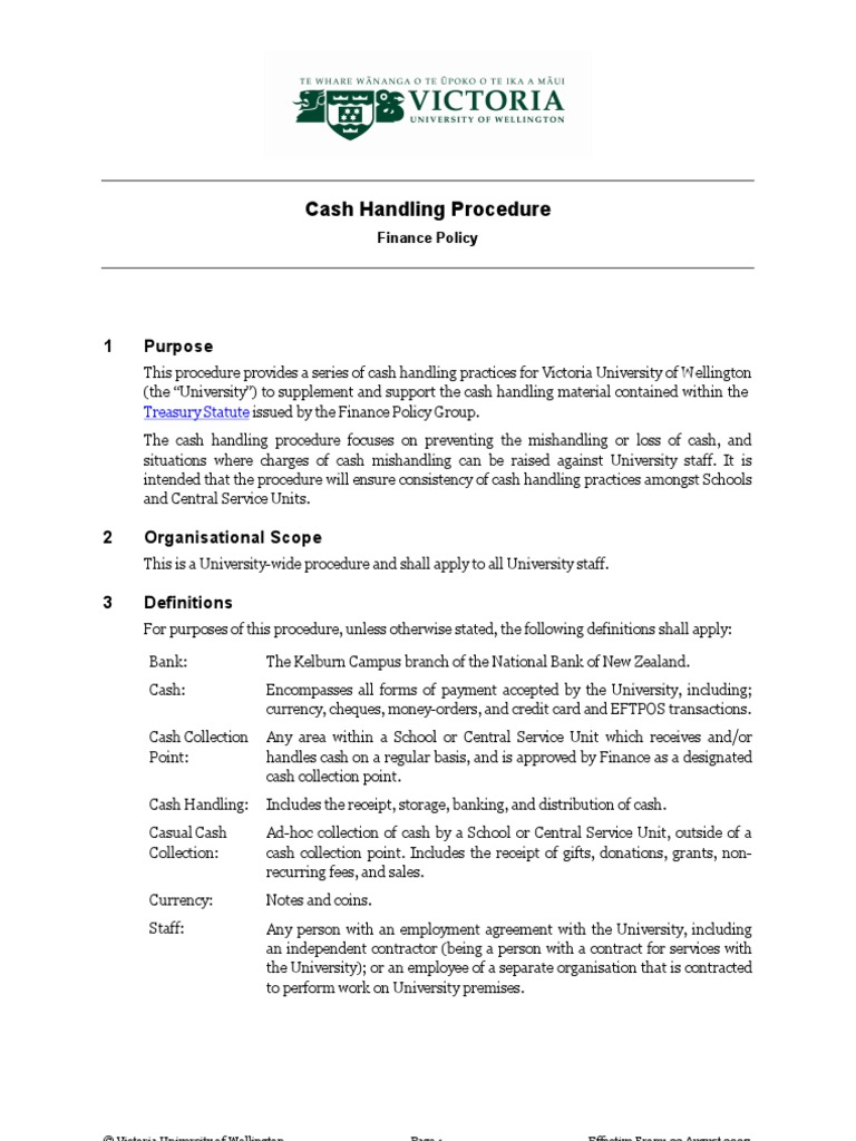 Cash Handling Policy | PDF | Credit Card | Payments