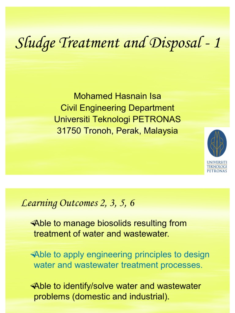 1 Sludge Treatment and Disposal-1 | Sewage Treatment | Environmental ...